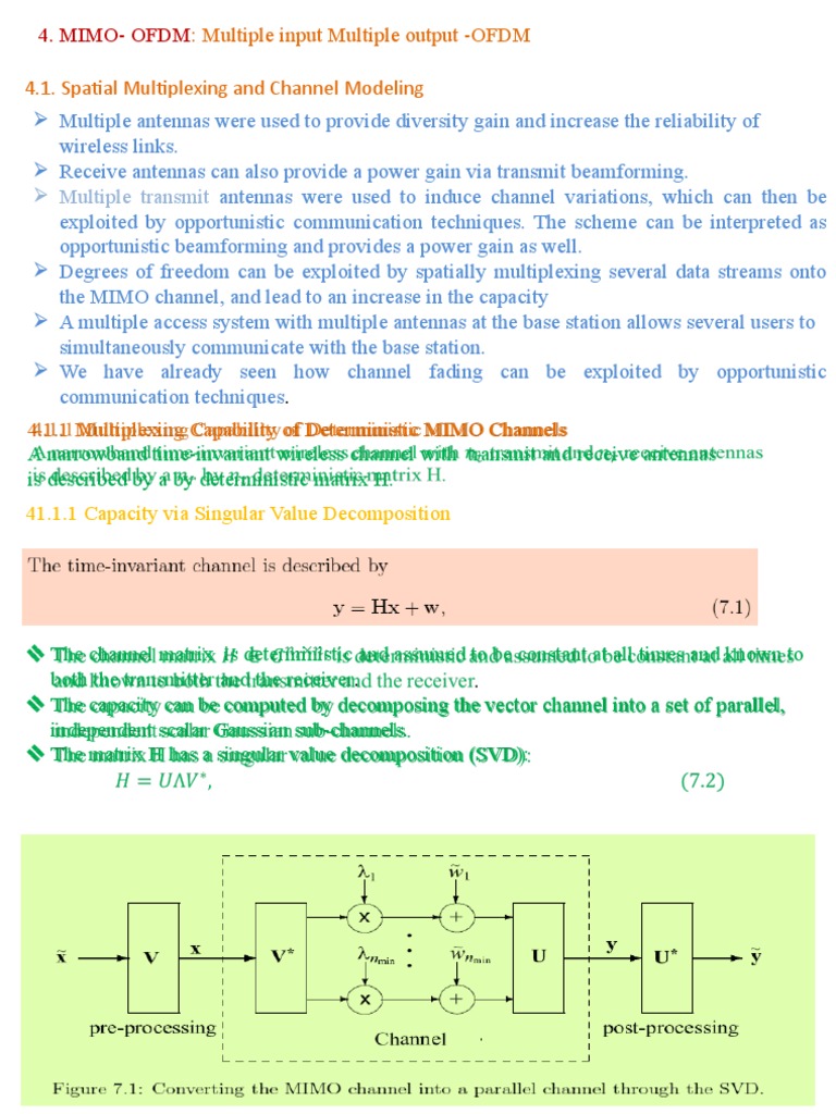 Mimo-Ofdm:: Multiple Input Multiple Output - OFDM 4.1. Spatial Multiplexing and Channel Modeling ...