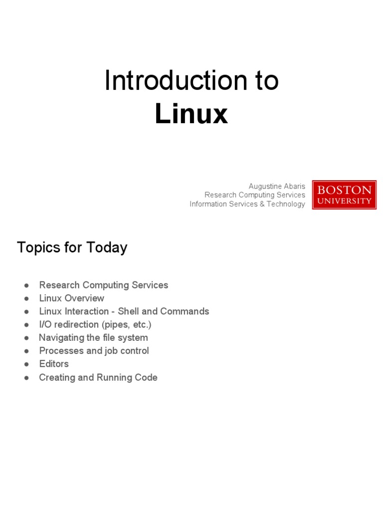 2018 Summer Tutorial Intro To Linux | PDF | Linux | Directory (Computing)