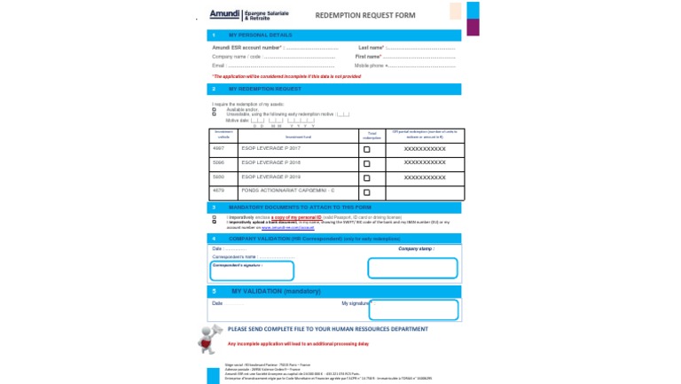 Amundi Redemption Request Form | PDF | Financial Services | Business