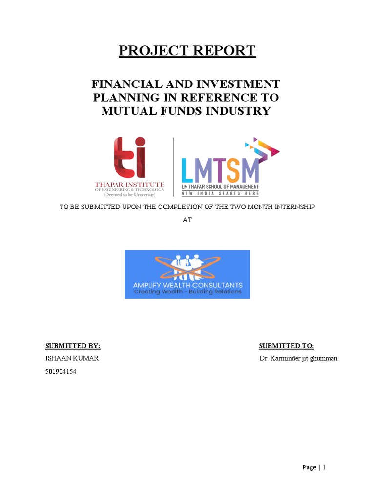 Project Report: Financial and Investment Planning in Reference To ...
