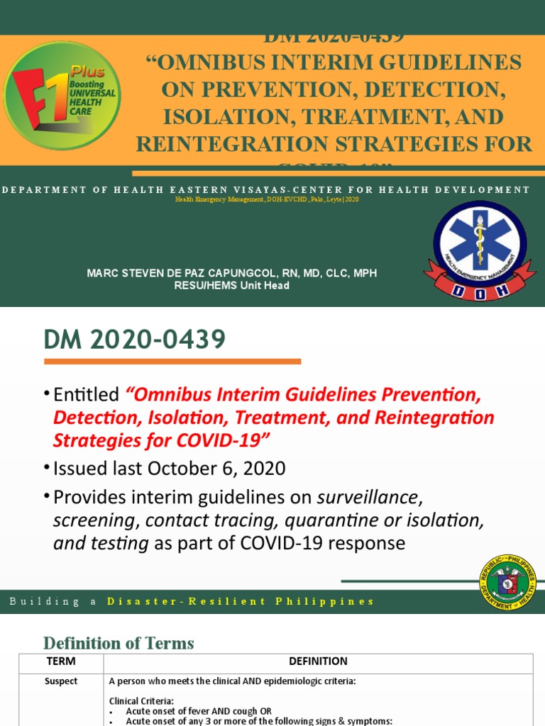 DM 2020-0439 "Omnibus Interim Guidelines On Prevention, Detection ...