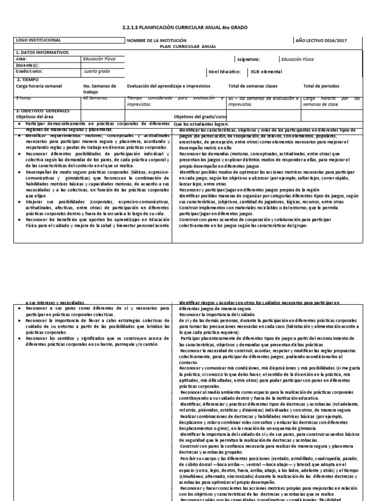 Cuarto Pca Ef | PDF | Bailes | Plan de estudios