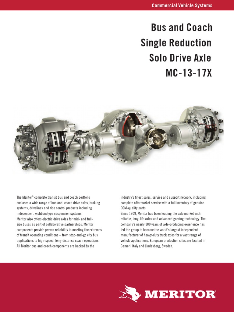 Bus and Coach Single Reduction Solo Drive Axle MC-13-17X | PDF | Axle | Bus