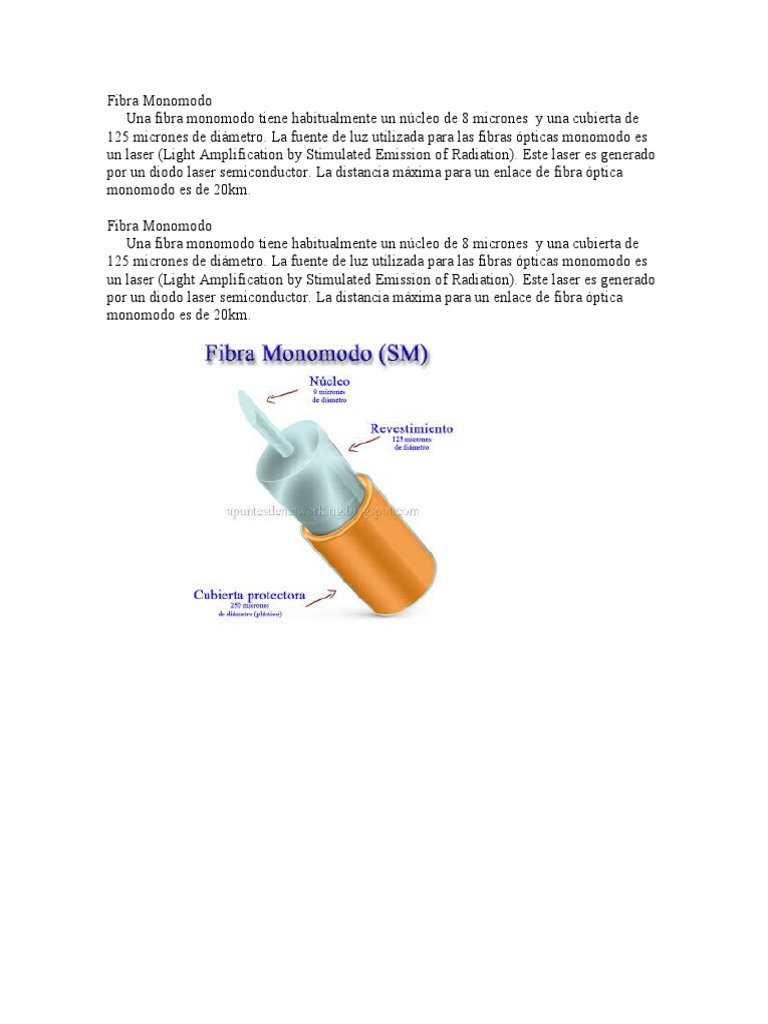 Fibra Monomodo y Multimodo | PDF | Fibra óptica | Equipo de ...