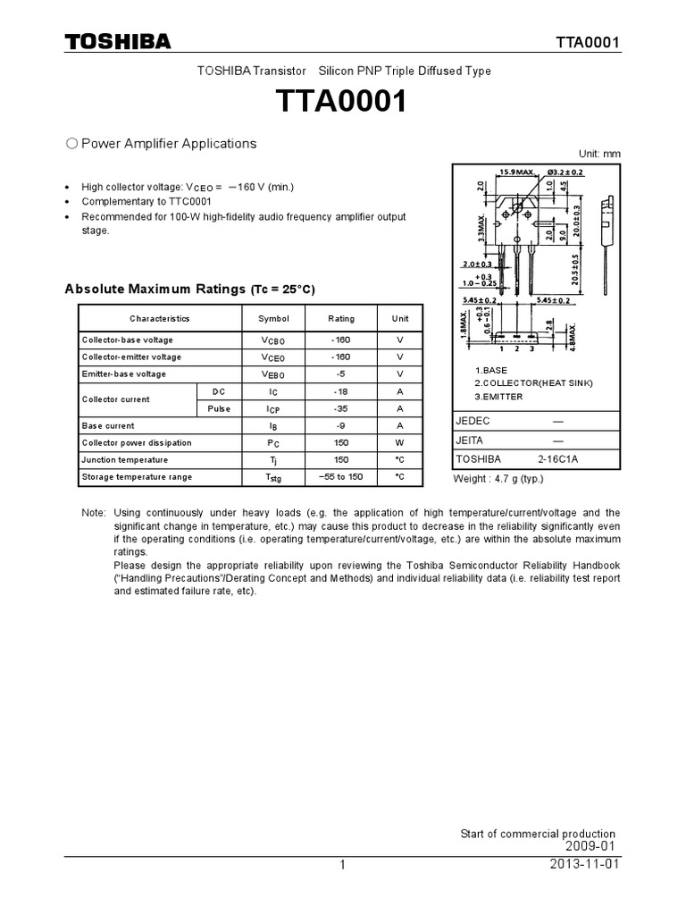 Power Amplifier Applications: Absolute Maximum Ratings | PDF | Bipolar Junction Transistor ...