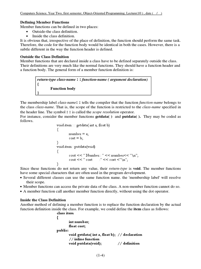Return Type Class Name Pdf Class Computer Programming Method Computer Programming