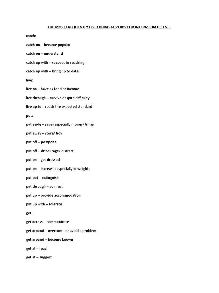 Phrasal Verbs for Intermediate Learners | PDF
