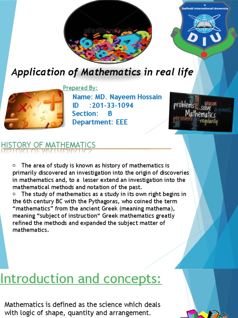 Application of Mathematics in Real Life | PDF | Teaching Mathematics ...
