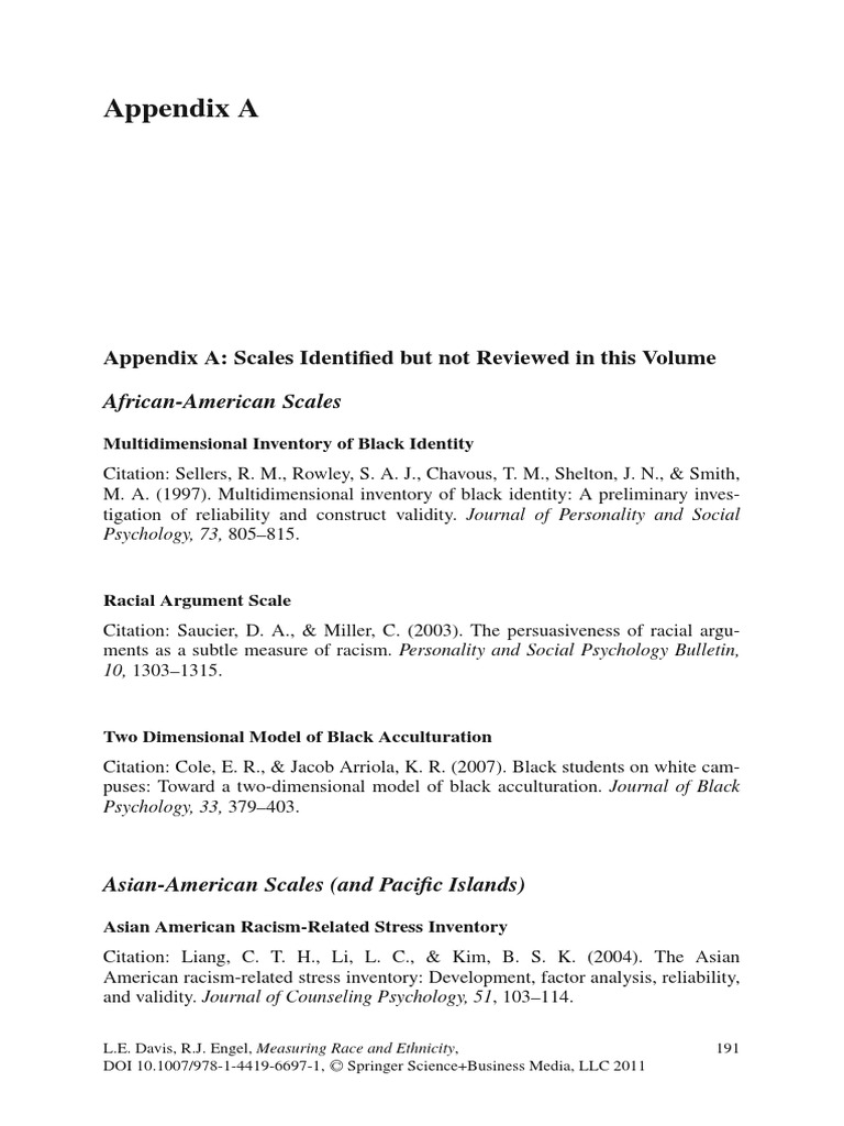 Scales for Measuring Race and Ethnicity | PDF | Race And Ethnicity In ...