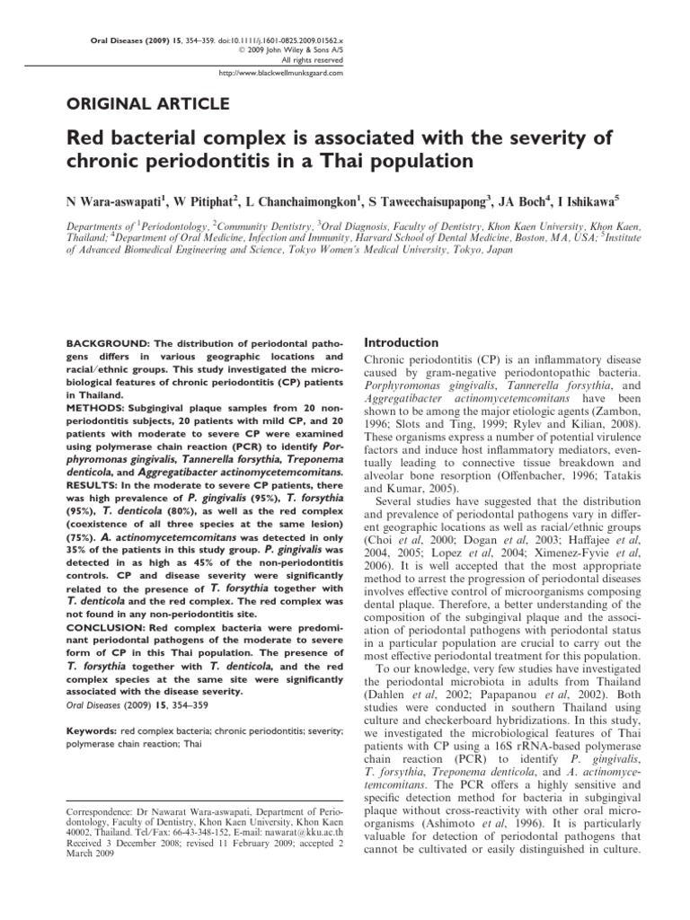 Analysis of Red Bacterial Complex Association with Chronic ...