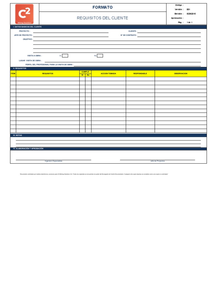 Requisitos del cliente y especificaciones del proyecto | PDF