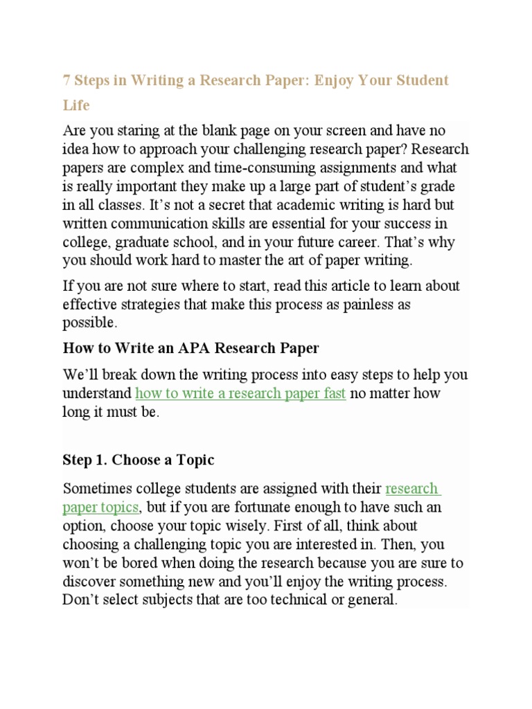 7 Steps of Writing Research Paper | PDF | Academic Publishing | Thesis