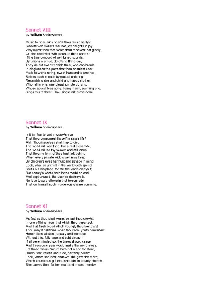 SonnetS by William Shakespeare | PDF