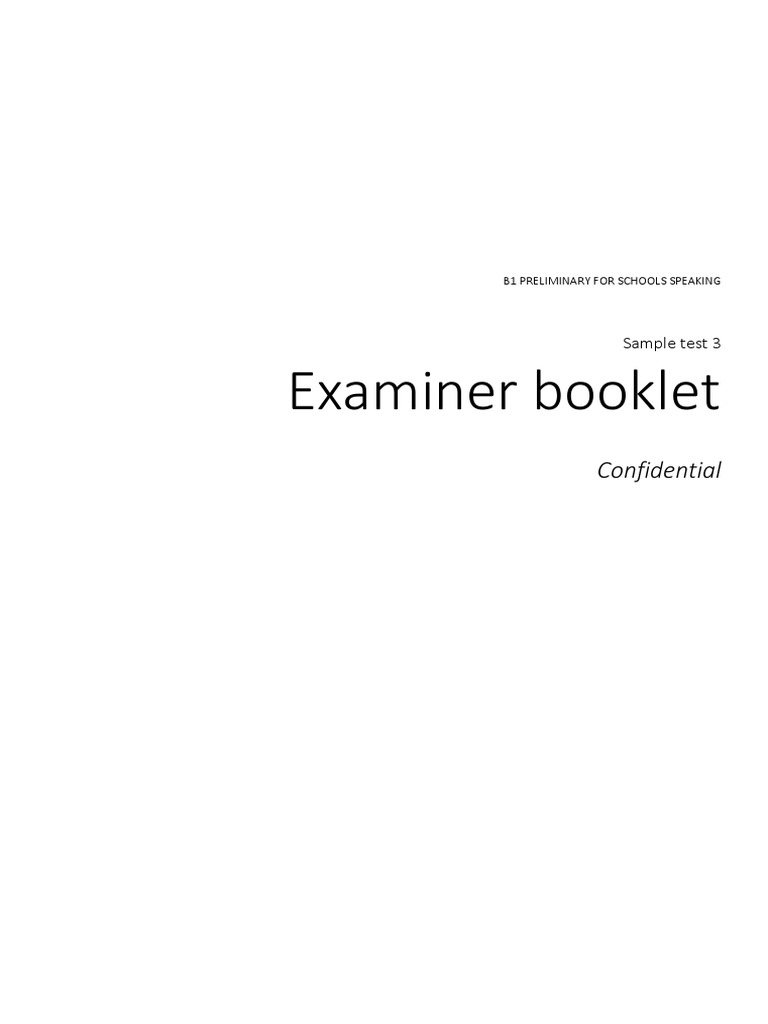 Preliminary For Schools Speaking Sample Test 3 PDF | PDF