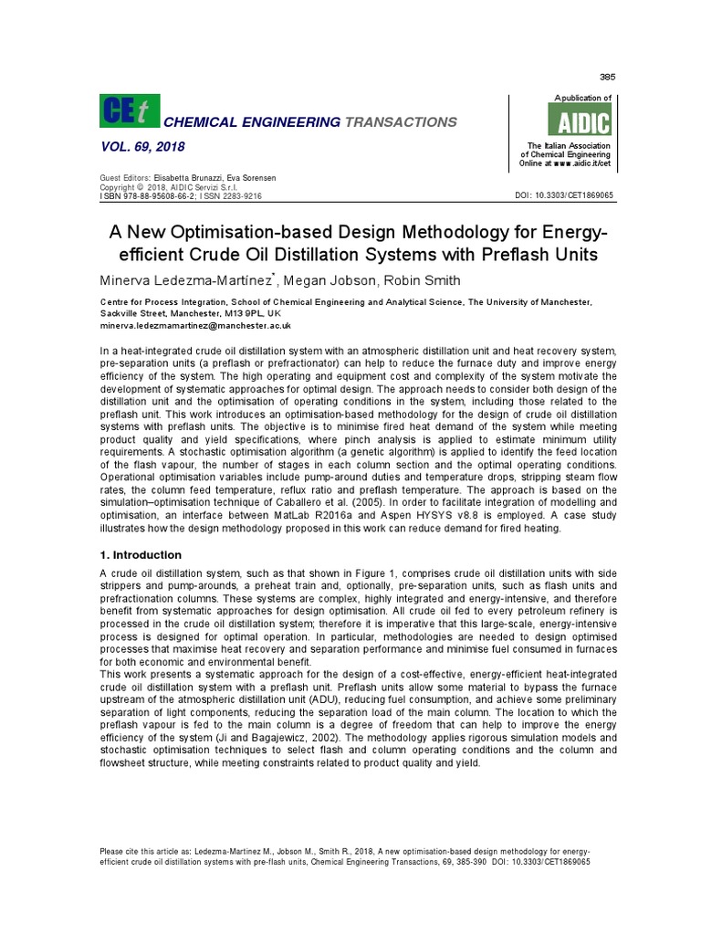 A New Optimisation-Based Design Methodology For Energy-Efficient Crude Oil Distillation Systems ...