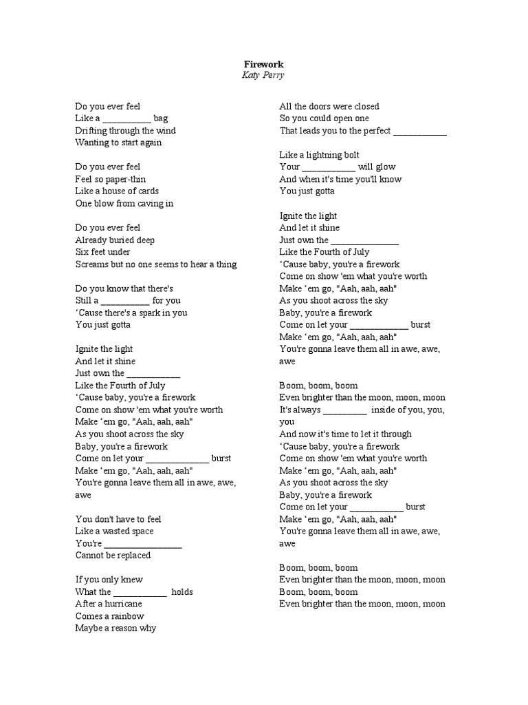 Firework Lyrics