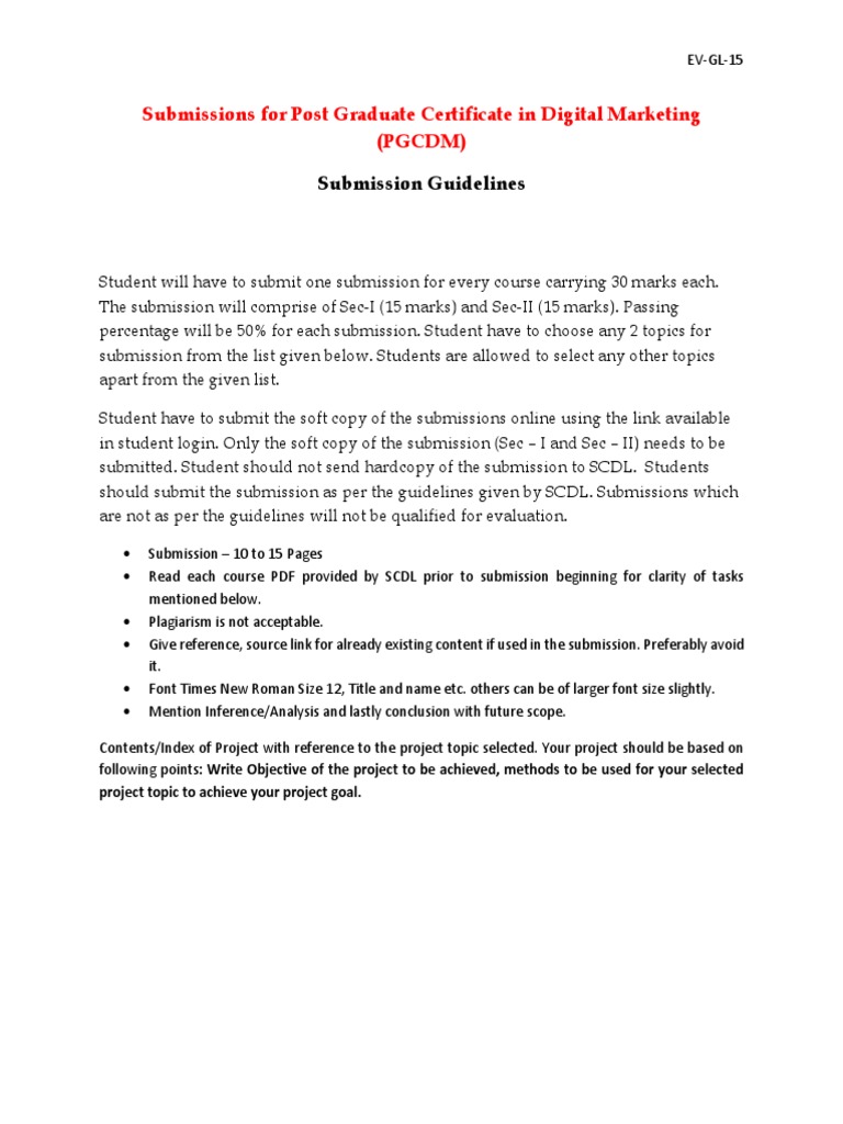 Submission Guidelines Sem II PGCDM | PDF | Search Engine Marketing ...