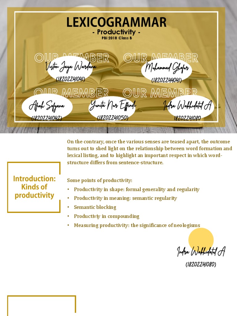 1-Group 7-Productivity-Lexicogrammar PDF | PDF | Word | Morphology ...