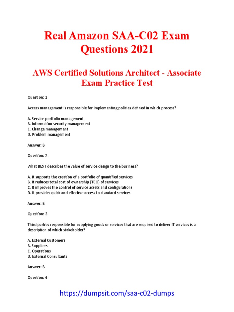 Real SAA-C02 Exam Questions 2021 | PDF | Product Lifecycle | Total Cost ...