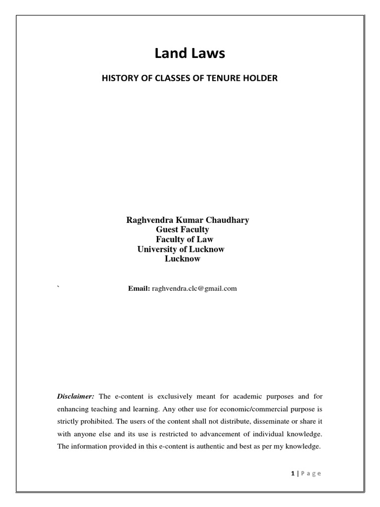Land Laws Tenure Holder PDF | PDF | Leasehold Estate | Civil Law (Legal ...