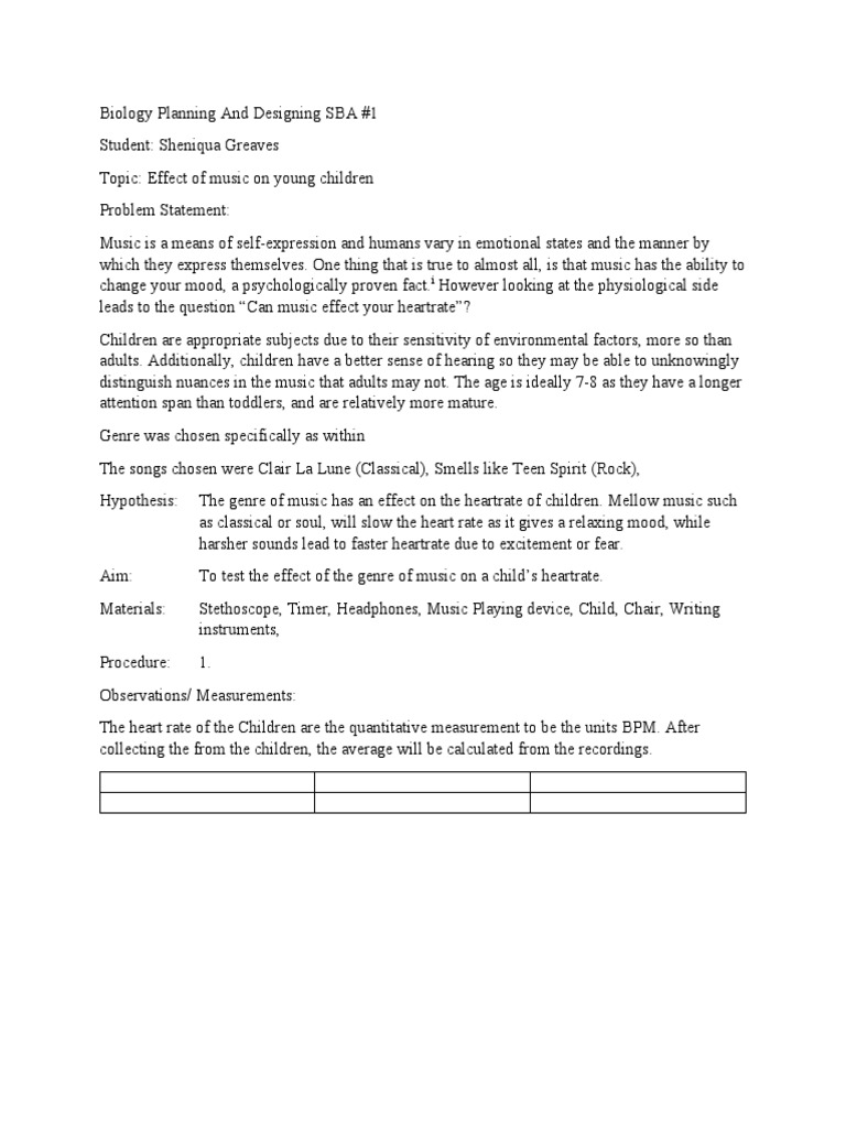 Biology Planning and Designing SBA | PDF