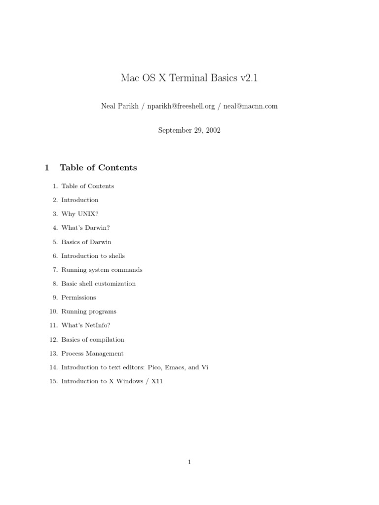 Mac OS X Terminal Basics v2.1 | PDF | Command Line Interface ...