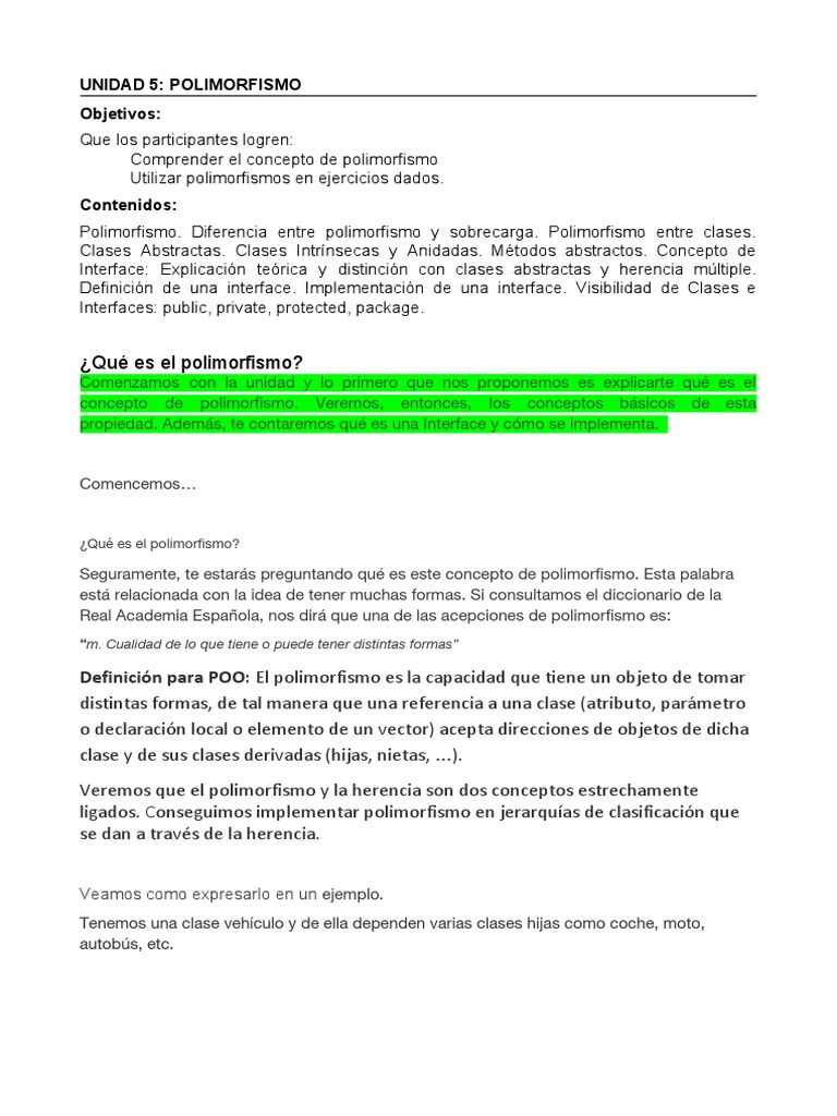 Polimorfismo POO | PDF | Objeto (informática) | Herencia (Programación ...