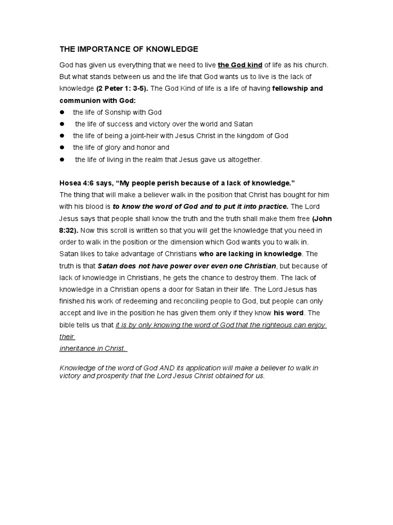 The Importance of Knowledge | PDF