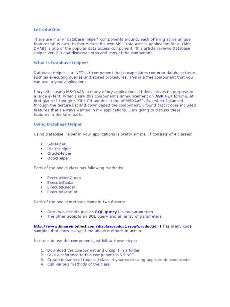 Database Helper | PDF | Method (Computer Programming) | Databases