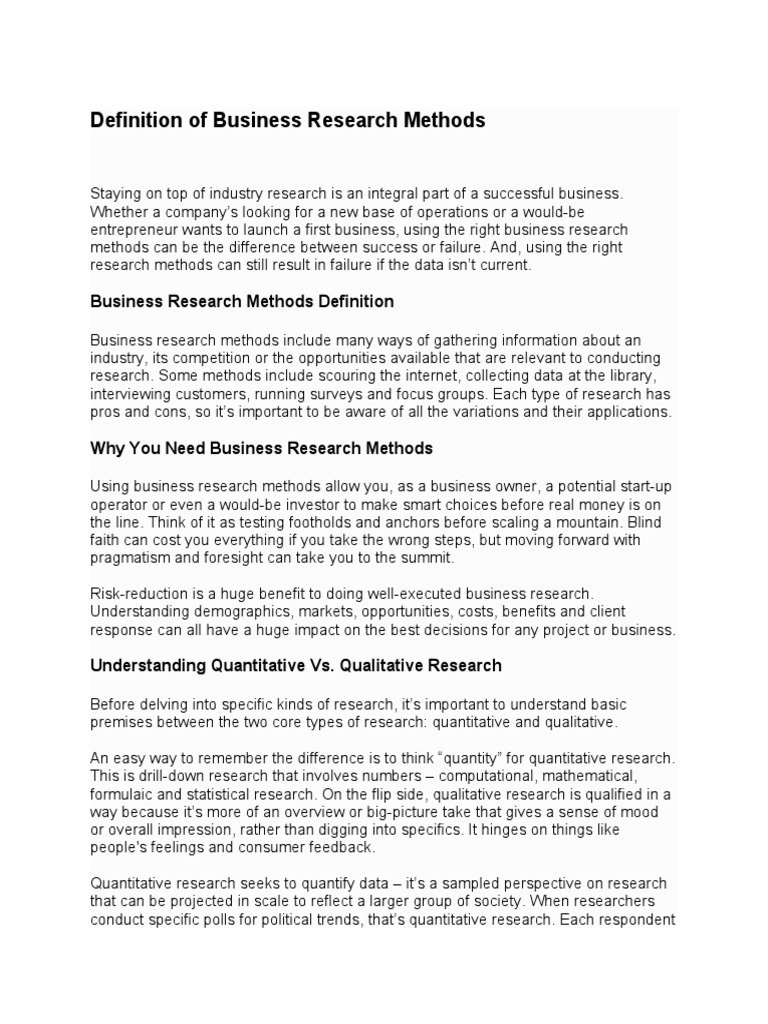 Business Research Paper | PDF | Focus Group | Quantitative Research