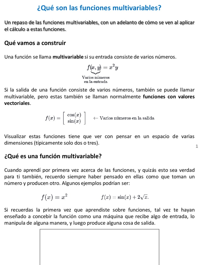 Que Son Las Funciones Multivariables | PDF | Vector Euclidiano | Cálculo multivariable