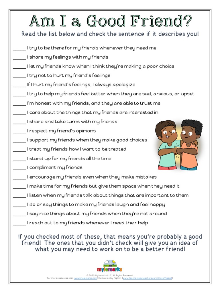 Am I Good Friend Worksheet PDF | PDF