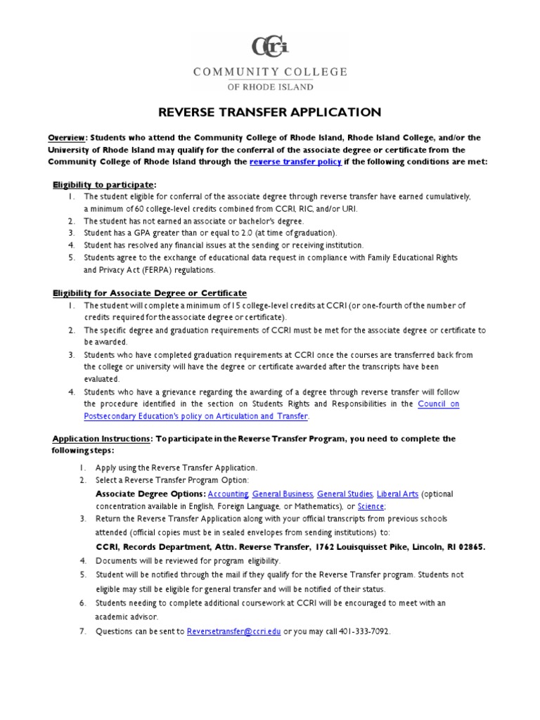 Reverse Transfer Application | PDF | Race And Ethnicity In The United ...