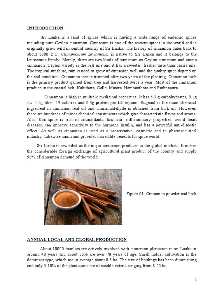 Sri Lanka's Cinnamon Production Overview | PDF | Cinnamon | Drink