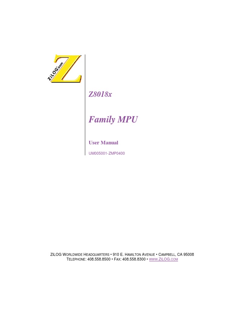 Z8018006 PEC-Zilog | PDF | System On A Chip | Input/Output