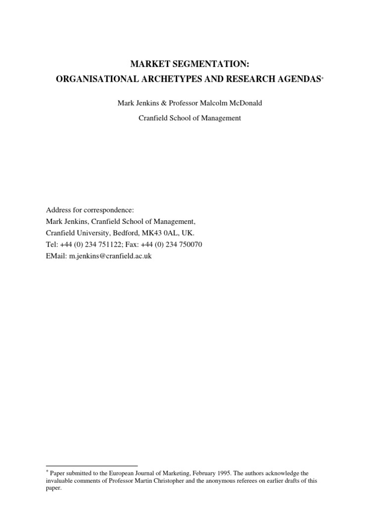 McDonald-Market Segmentation EJM | PDF | Market Segmentation ...