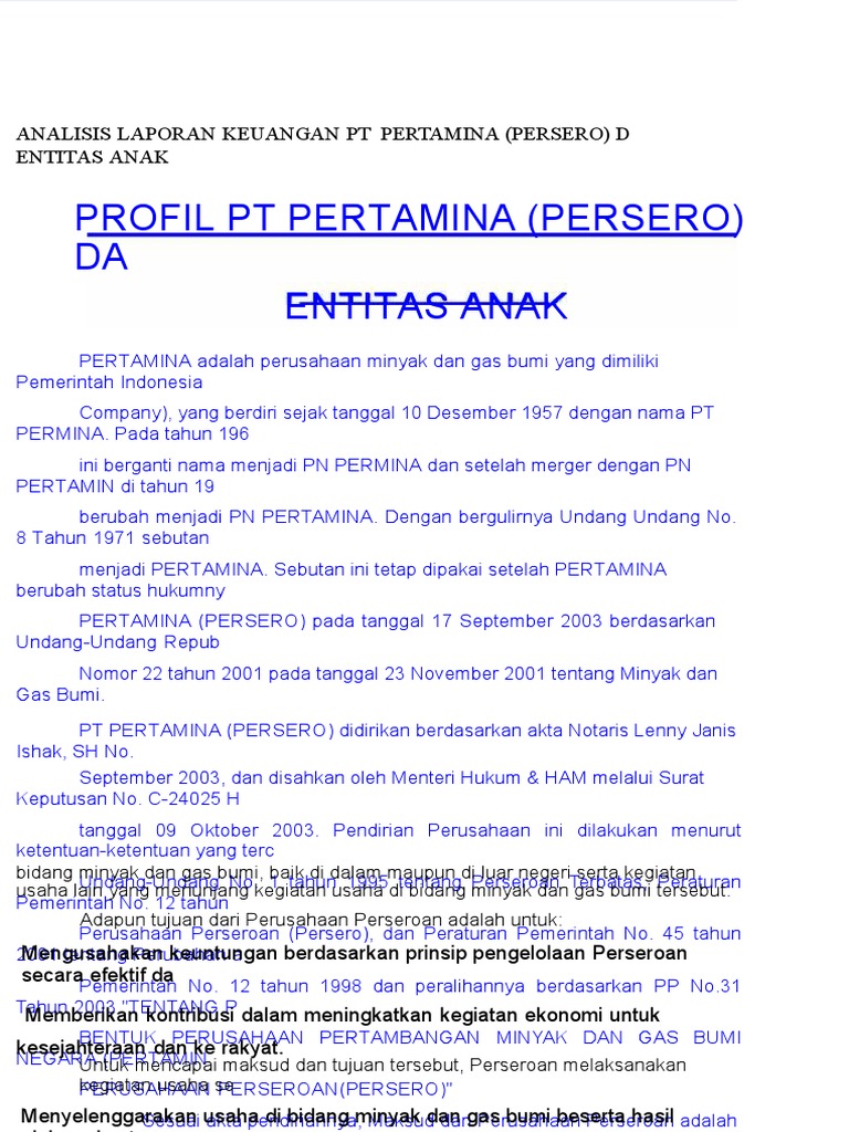 Analisis Laporan Keuangan PT Pertamina | PDF