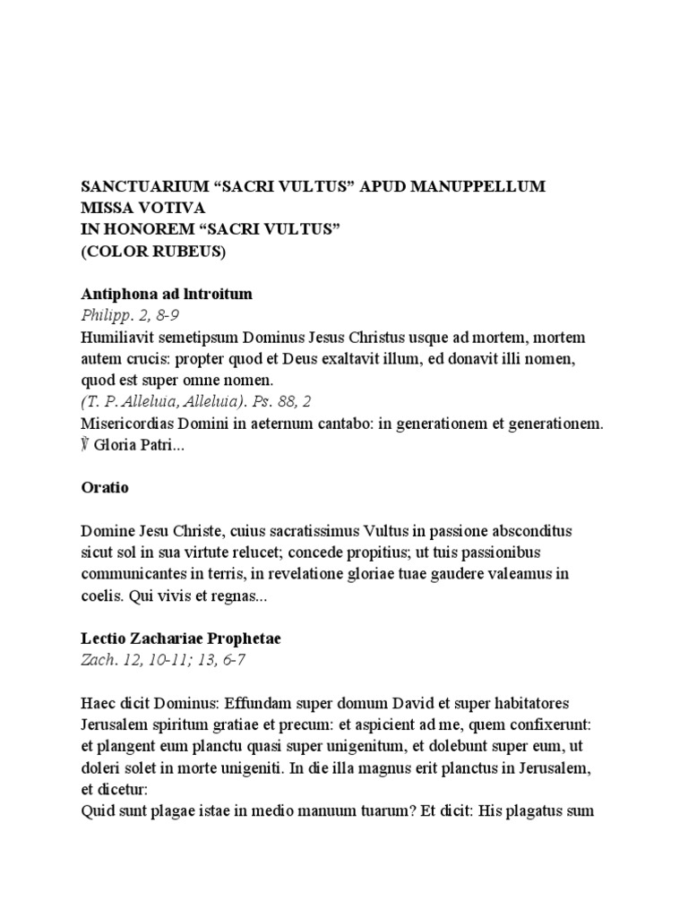Latin Text For Mass of The Holy Face | PDF