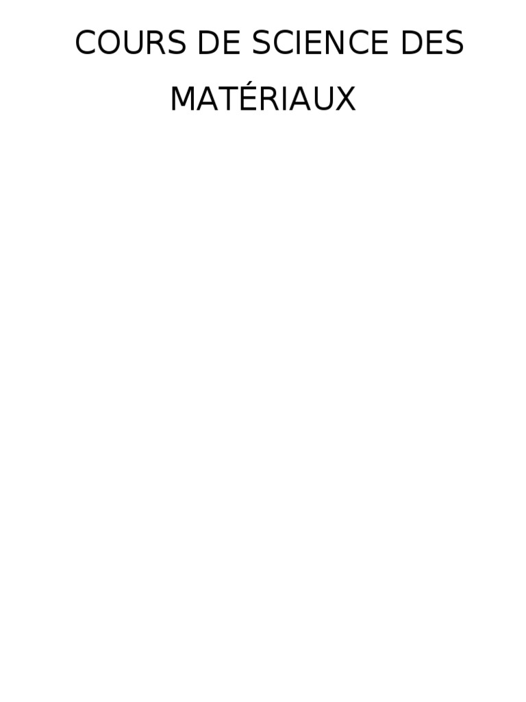 Cours d'initiation en science des matériaux | PDF
