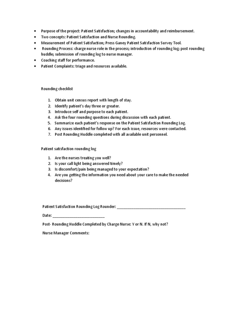 Nurse Rounding Project | PDF | Patient | Nursing