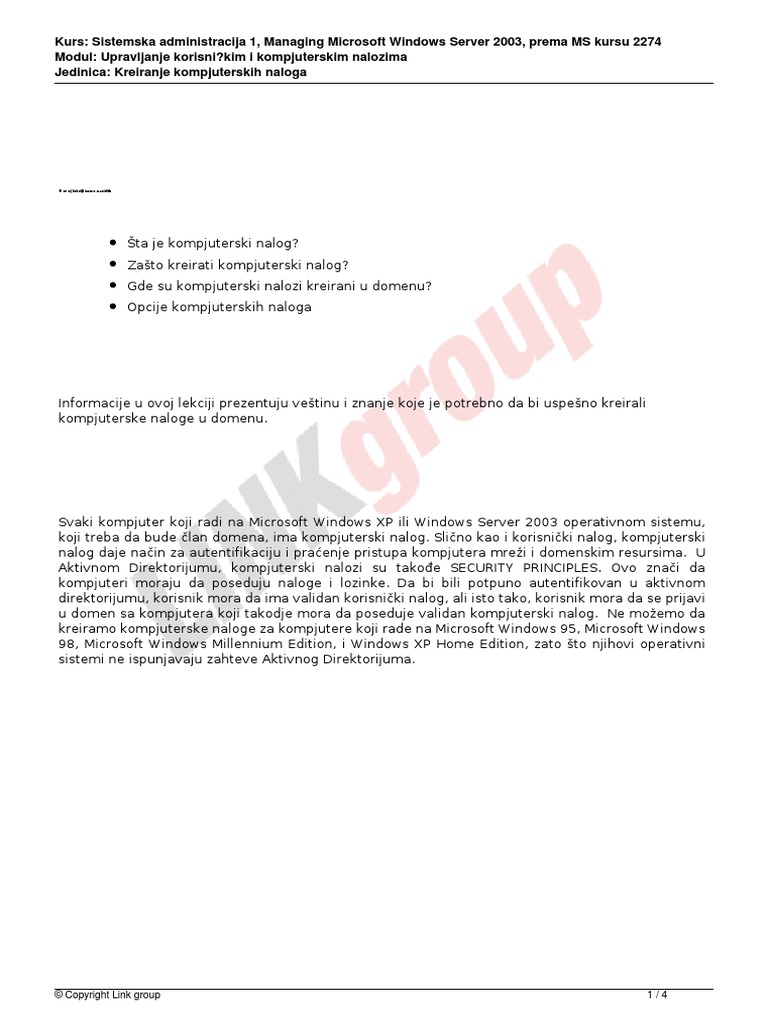 Kreiranje Racunarskih Naloga | PDF