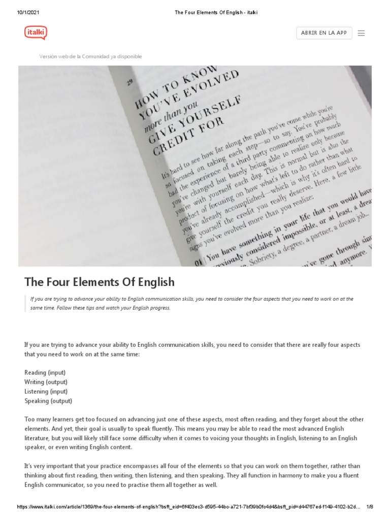 The Four Elements of English: Versión Web de La Comunidad Ya Disponible ...