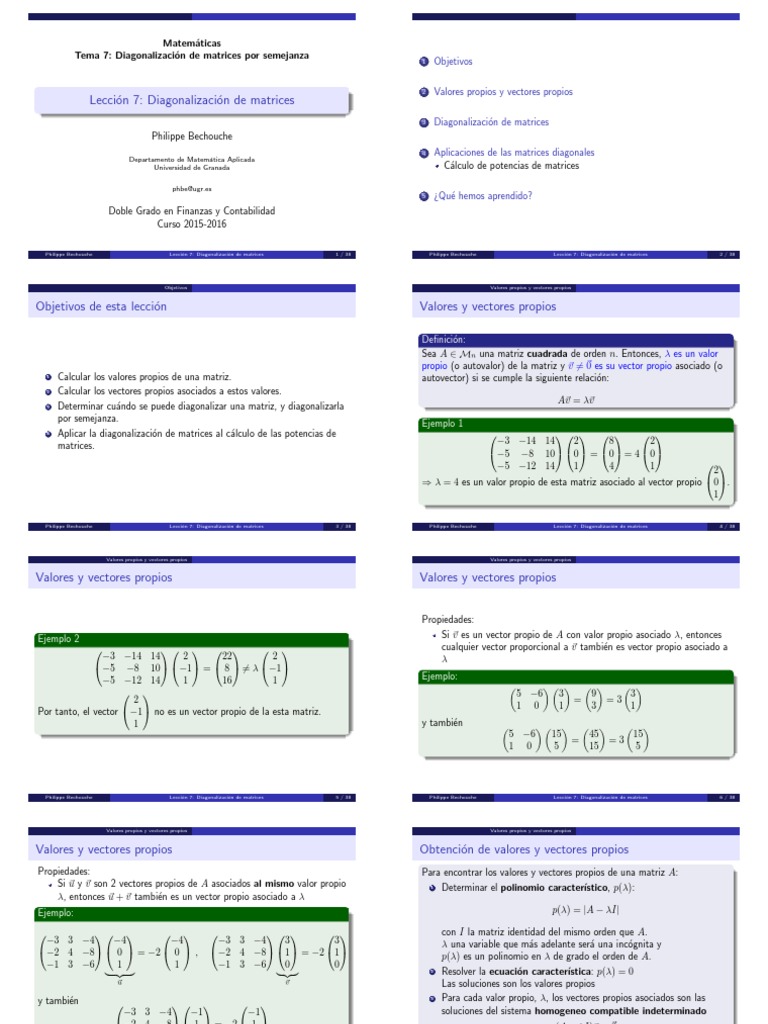 Diagonalización de Matrices: Valores y Vectores | PDF | Valores propios ...