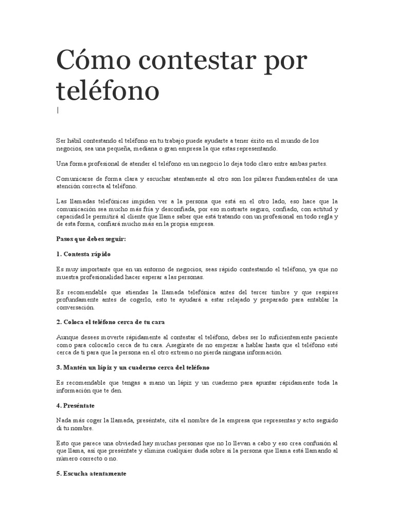 Guía Profesional para Contestar Teléfonos | PDF | Impresora ...