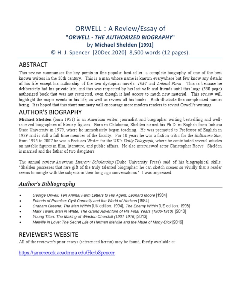 A Review of Orwell The Authorized Biogra | PDF | George Orwell | Books