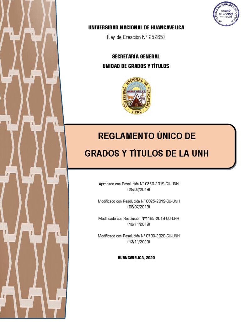 REGLAMENTO ÚNICO DE GRADOS Y TÍTULOS - Res 0703-2020. 13-11-2020 - Publicado | PDF | Titulo ...
