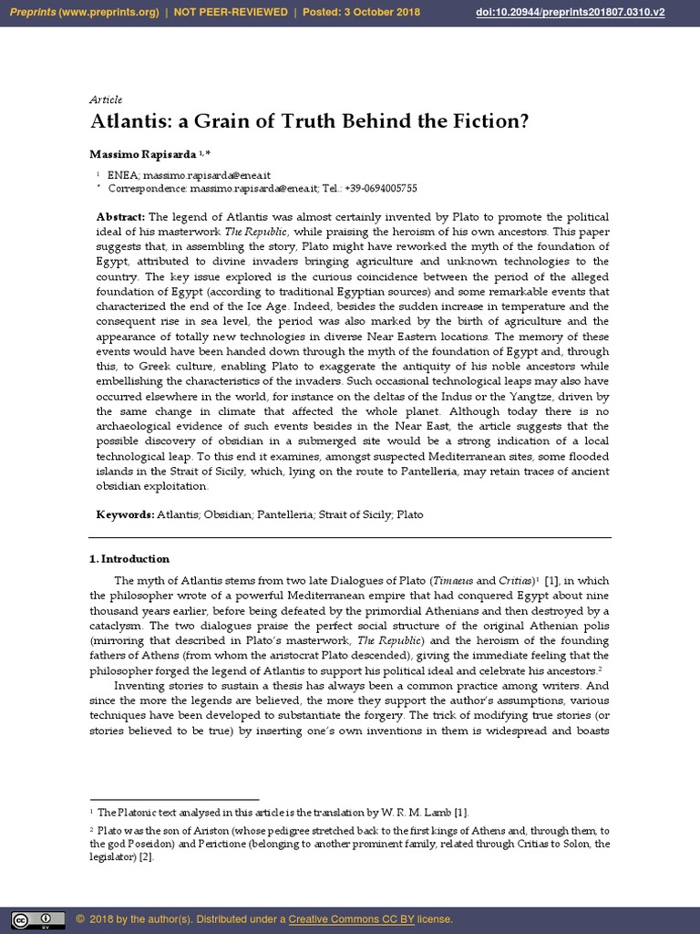 Atlantis: A Grain of Truth Behind The Fiction?: Massimo Rapisarda | PDF ...