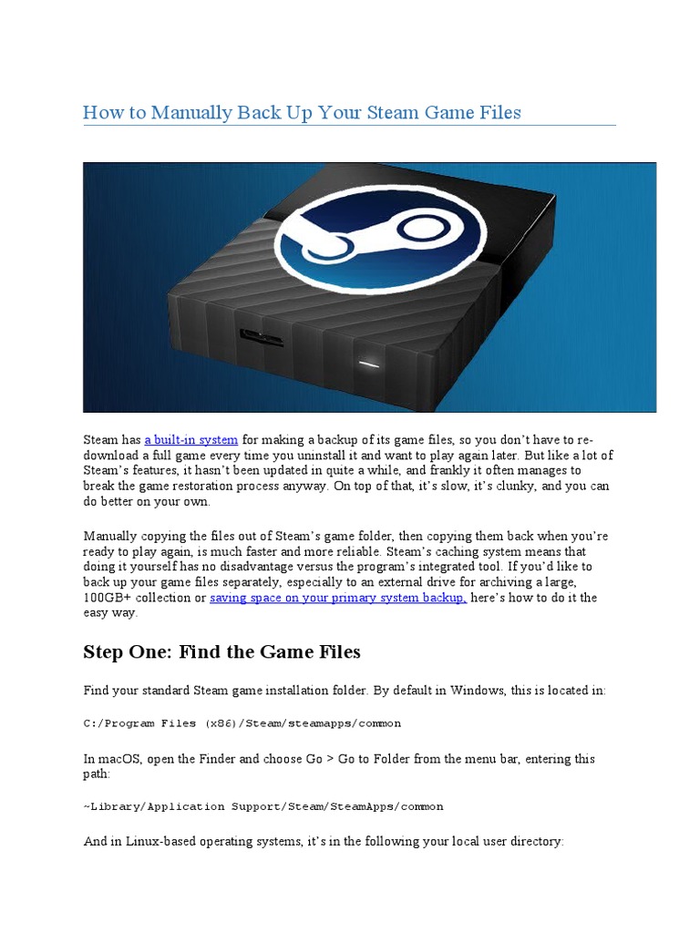 How To Manually Back Up Your Steam Game Files | PDF | Backup | Computer ...