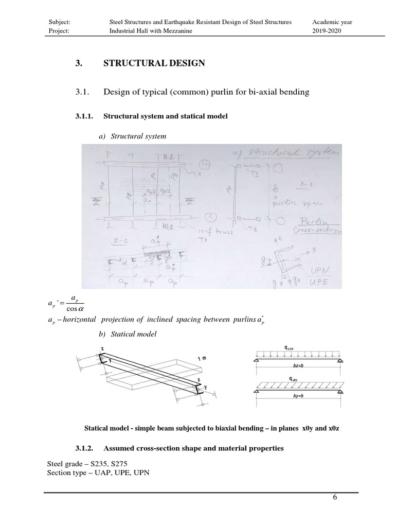 Structural Design: 3.1. Design of Typical (Common) Purlin For Bi-Axial Bending | PDF | Truss ...