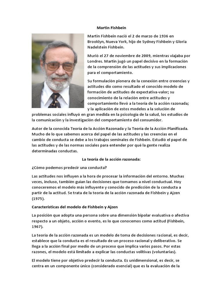 Martin Fishbein | PDF | Actitud (psicología) | Comportamiento